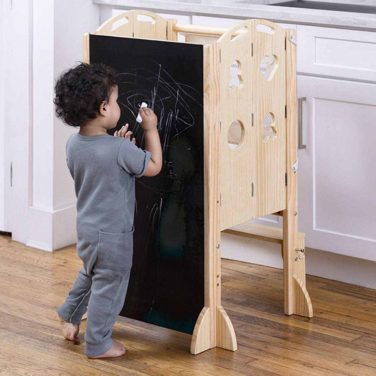 Laurel - 4 in 1 Foldable Kitchen Tower, Step Stool, Chalkboard and Sli ...